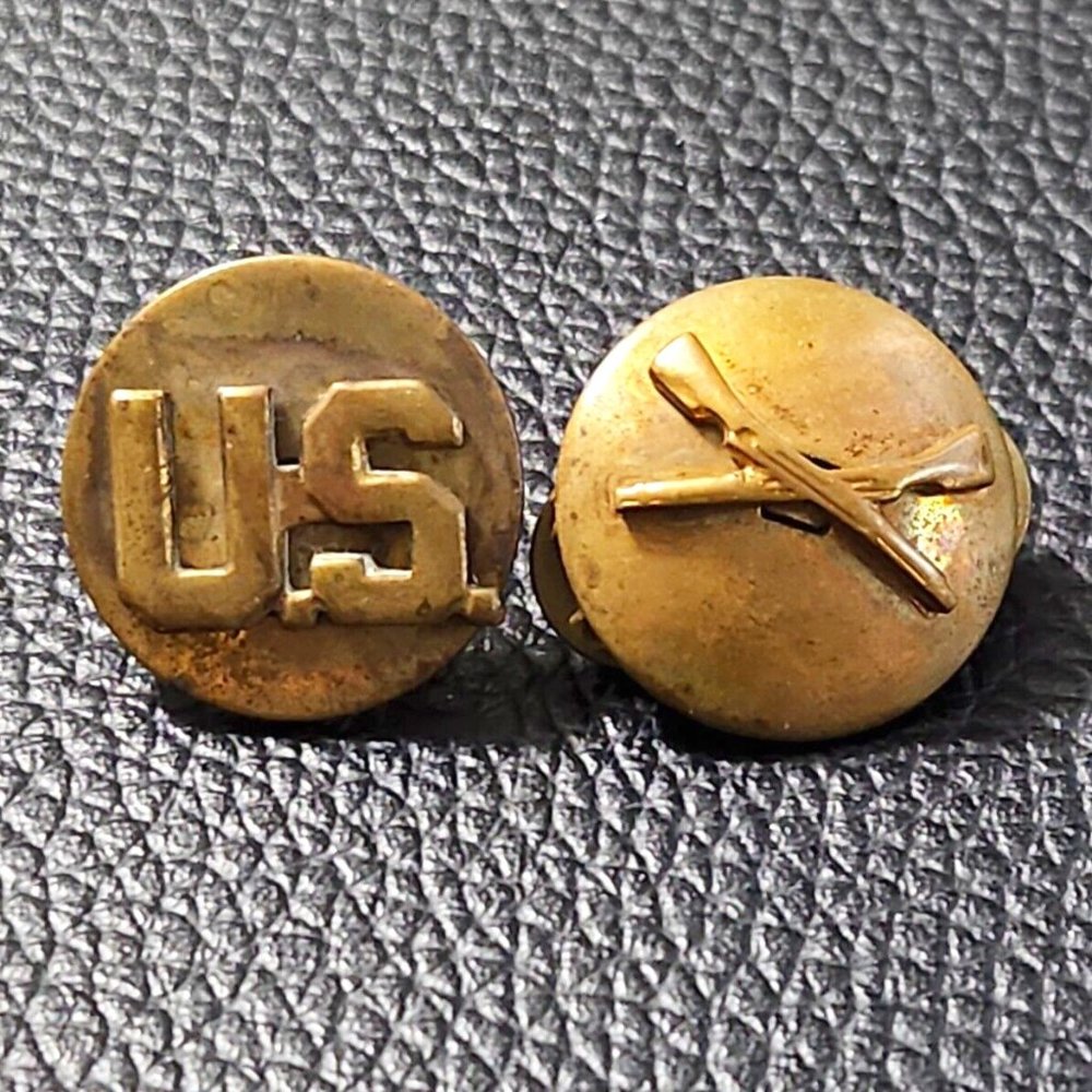1960s Vintage Us Army Infantry Lapel Pins Brass Look … - Gem